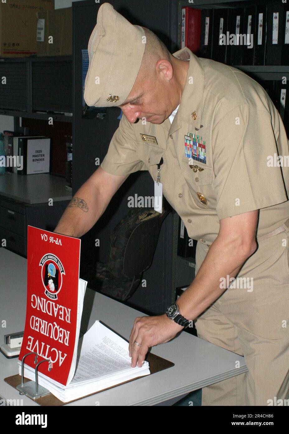 US Navy The Command Master Chief of Patron Sixteen (VP-16), inspects ...