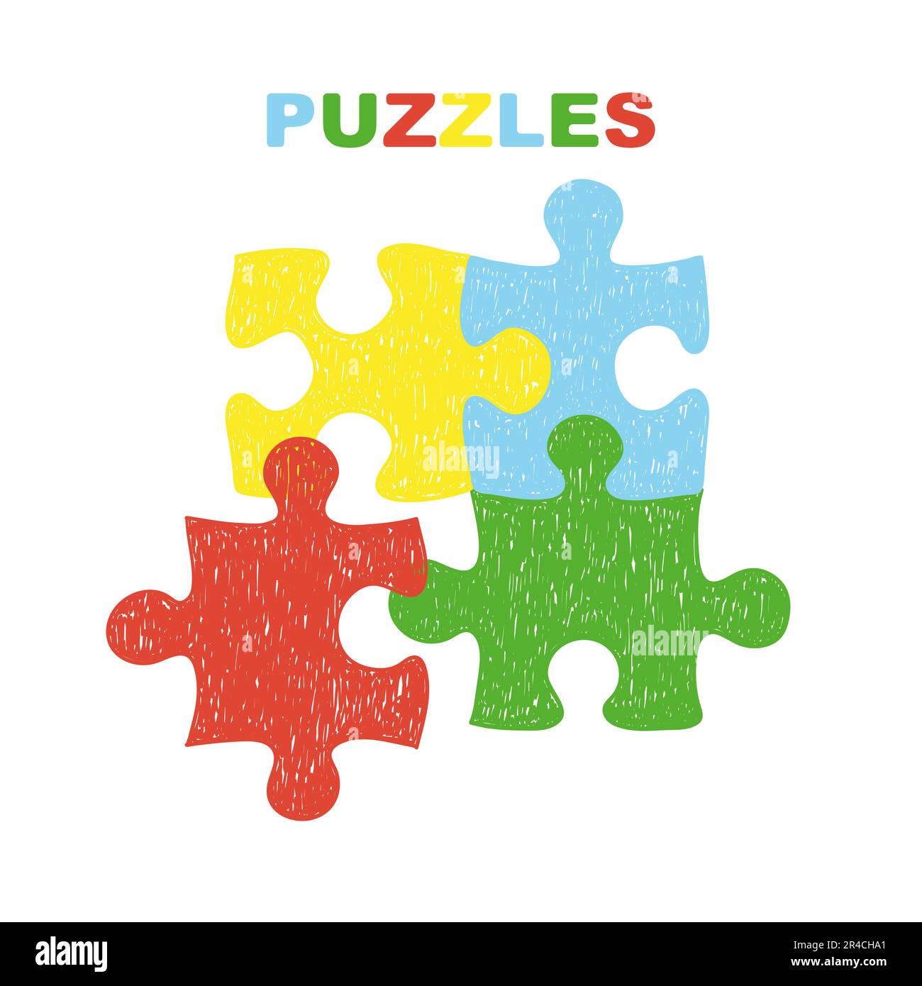 Hand drawn colorful puzzle vector illustration Stock Vector Image & Art ...