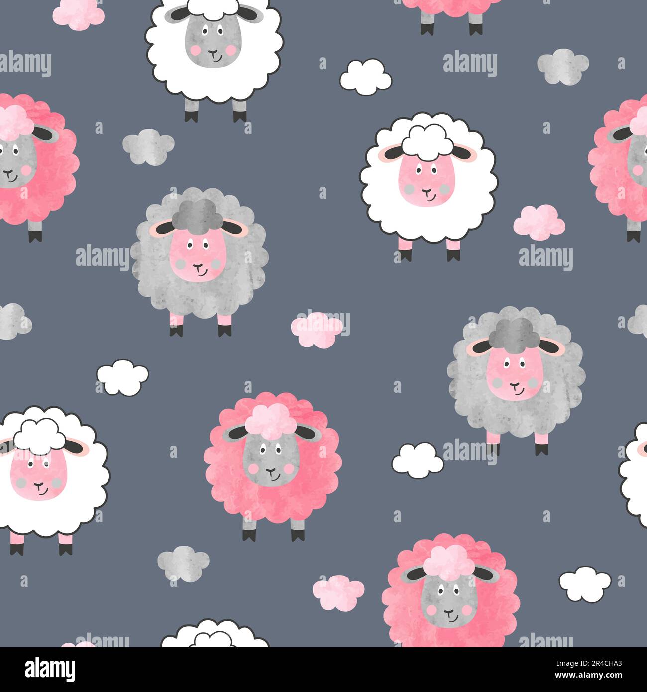Seamless watercolor cute sheep pattern. Vector childish background Stock Vector Image & Art - Alamy