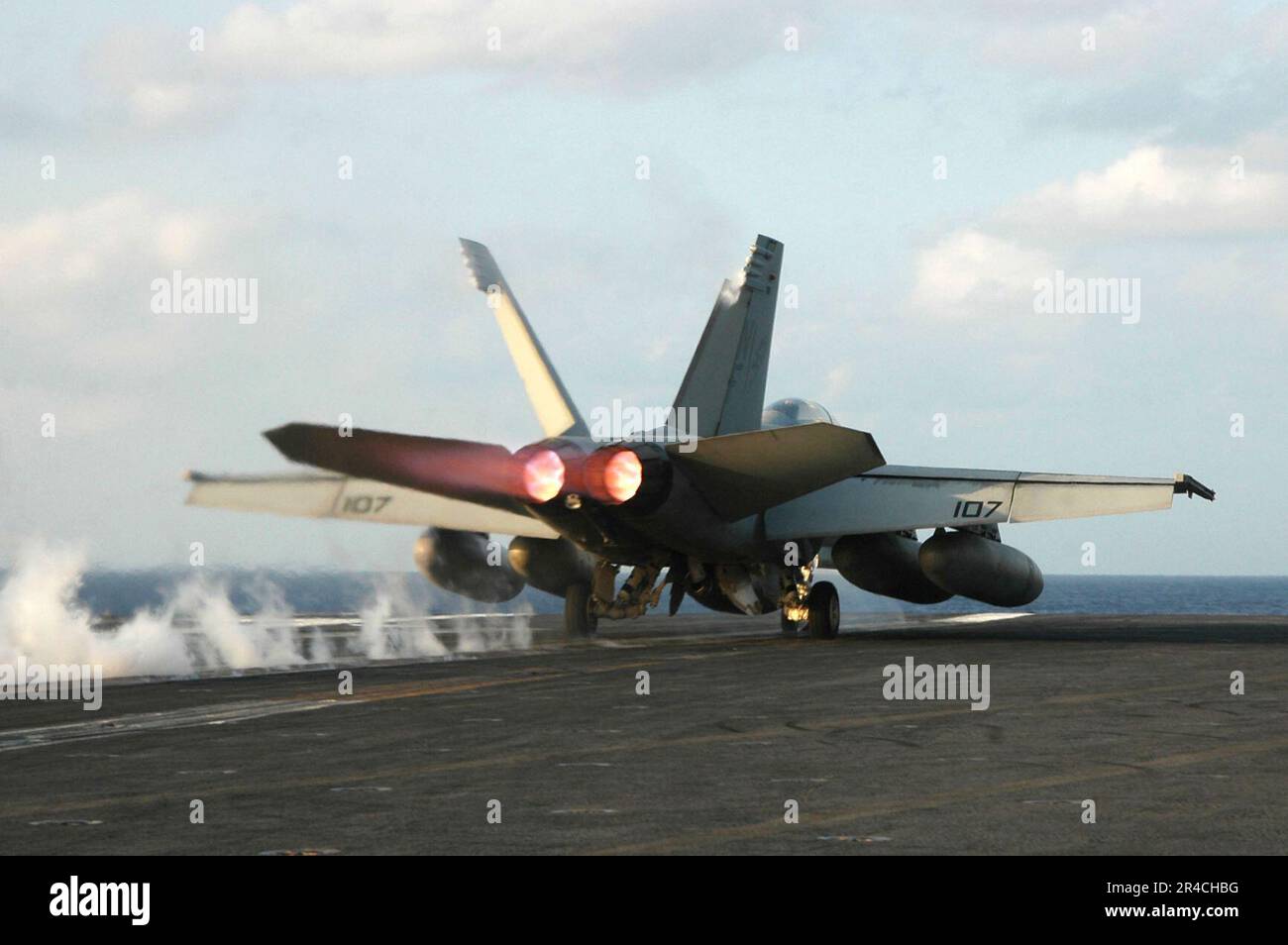 US Navy An F-A-18F Super Hornet assigned to Strike Fighter Squadron One Zero Two (VFA-102 ...