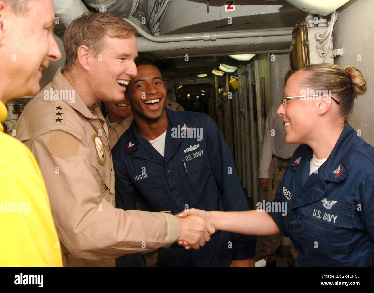 US Navy Commander Fifth Fleet, Vice Adm. Patrick Walsh, greets Mass ...