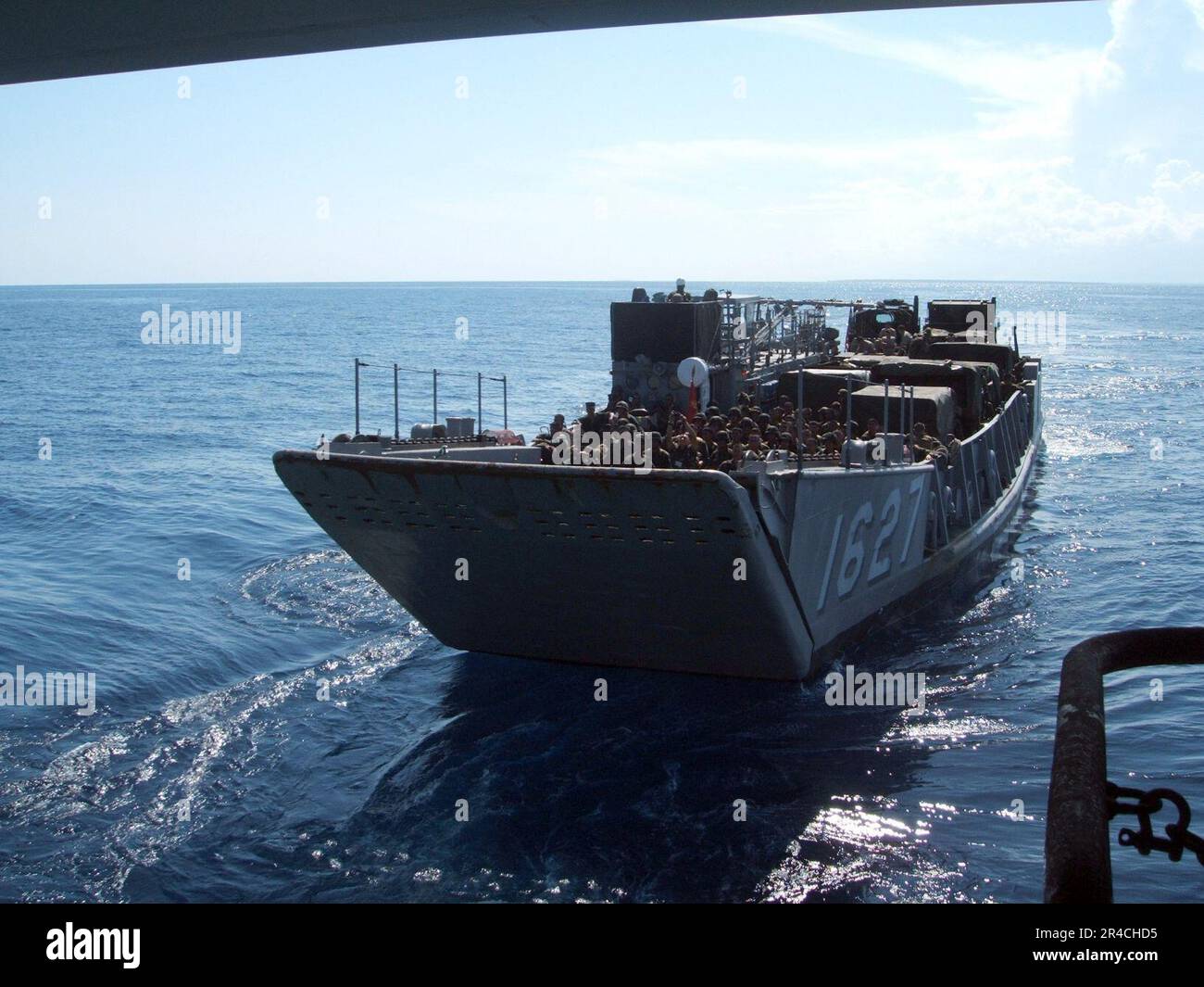 US Navy A landing craft utility (LCU) departs the well deck of the ...