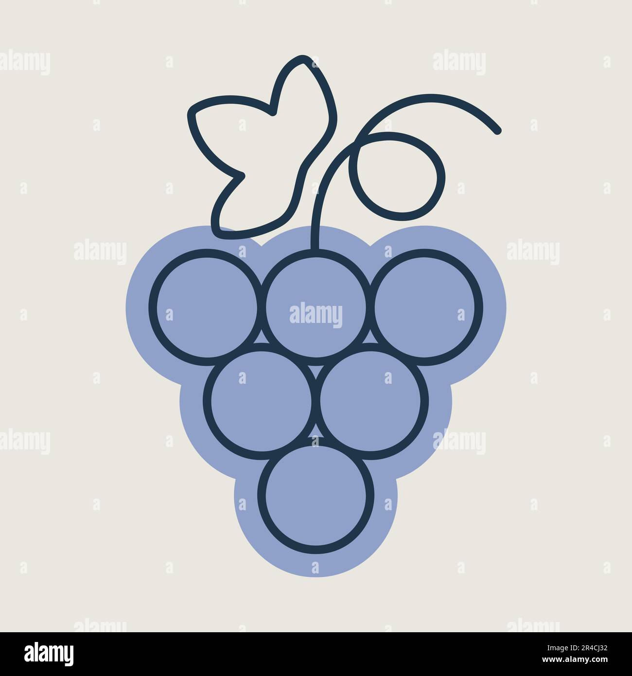 Bunch of grapes with leaf vector icon. Graph symbol for food and drinks ...