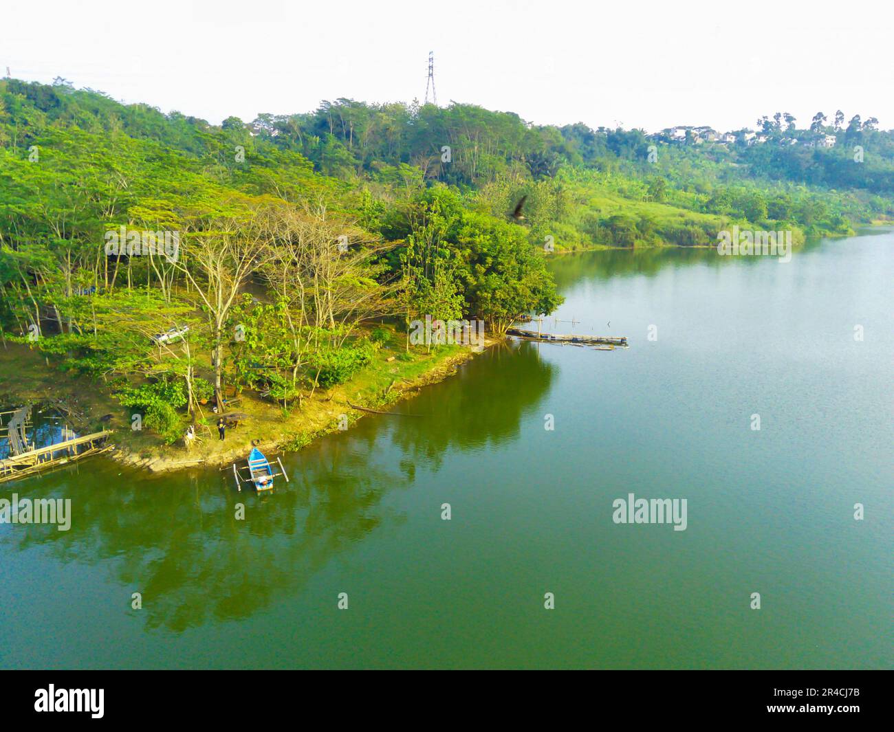 Drone footage river forest houses hi-res stock photography and images ...