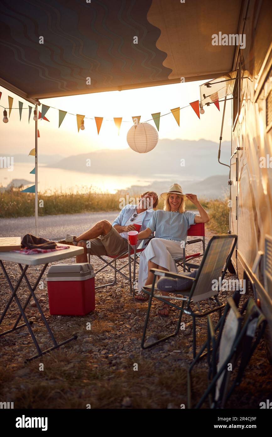 Smiling Couple having fun outdoors.Cheerful man and woman Partying Near ...