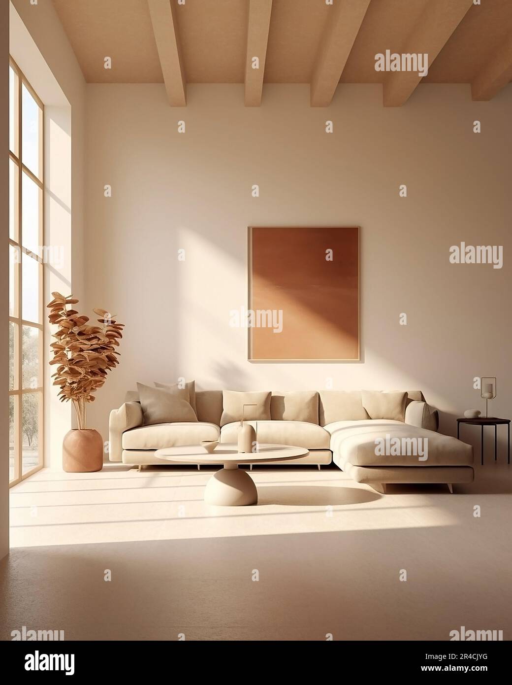 Neutral beige minimalistic stylish interior design. Aesthetic details ...