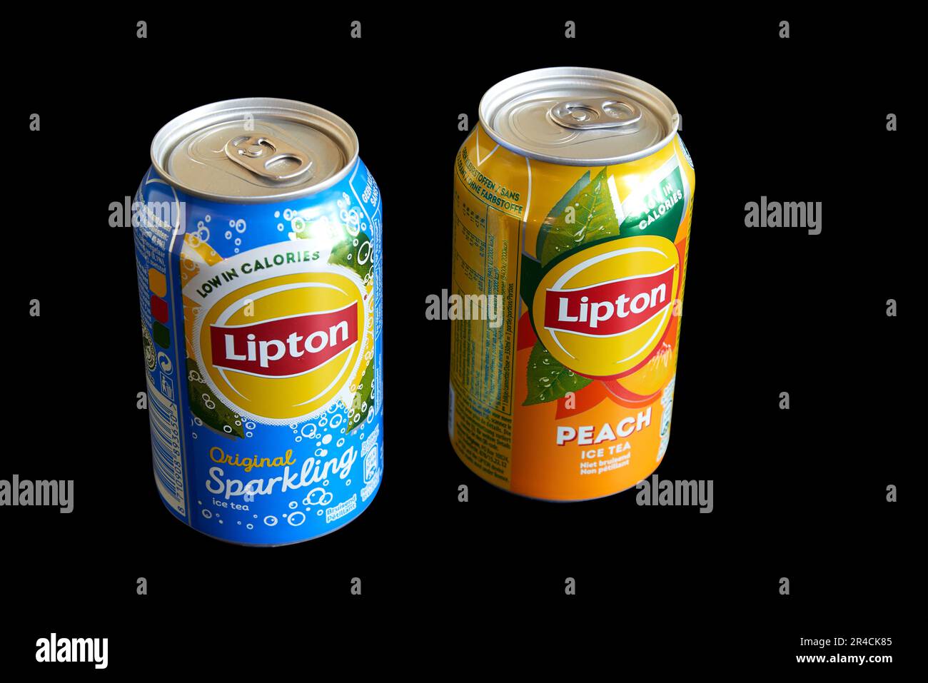 Brussels, Belgium - 26 May 2023; Two Aluminum cans with sweet ...