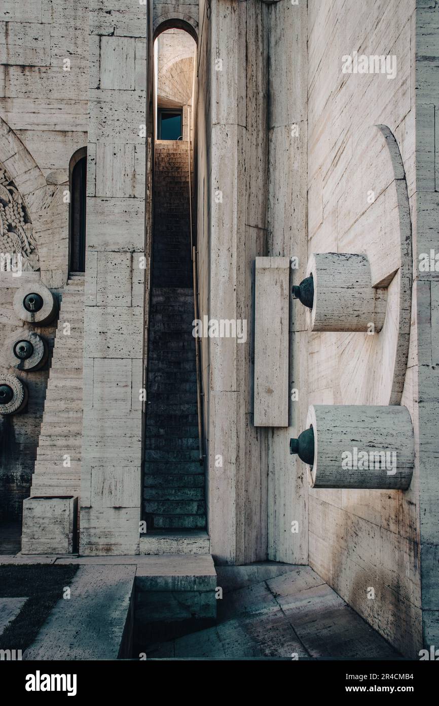 Carved steps staircase inside the arch modern architecture concept ...