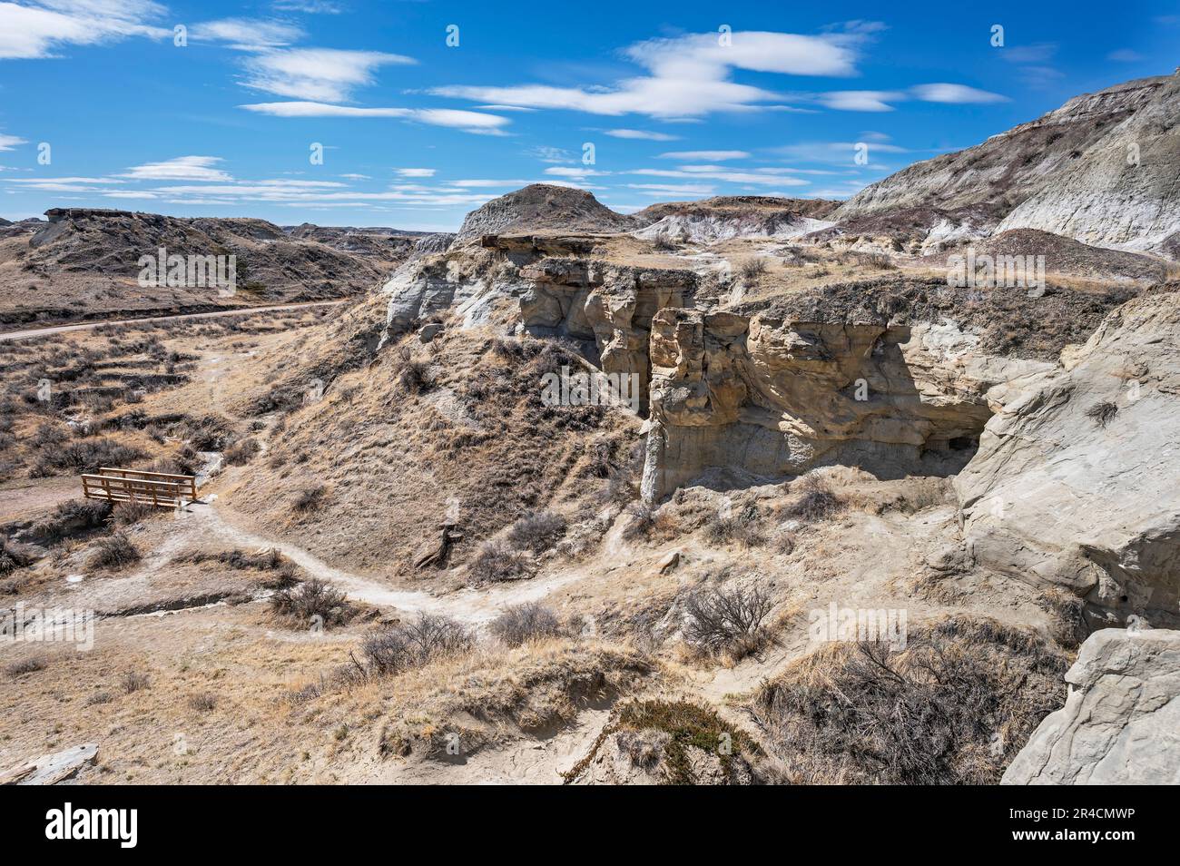Eroded land formations at Dinosaur Provincial Park, Alberta, Canada ...