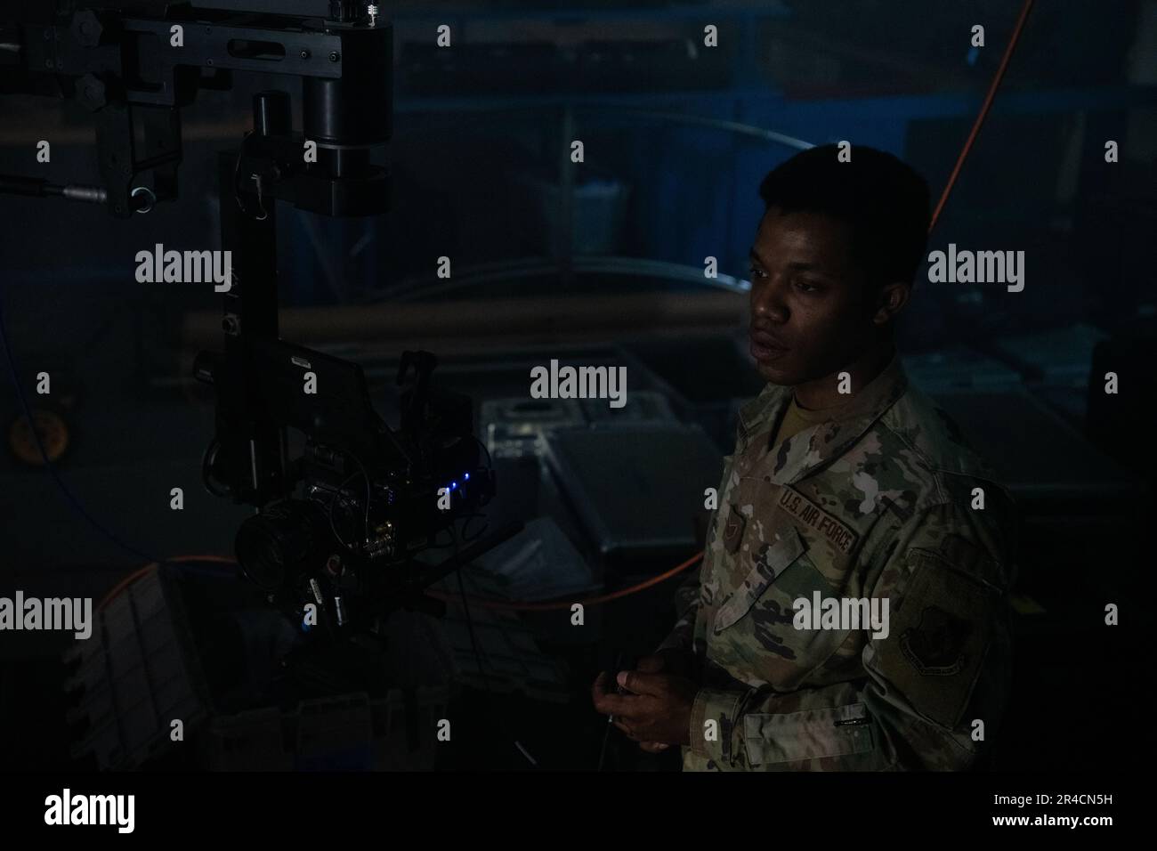 U.S. Air Force Staff Sgt. Franklin Harris, 2nd Audiovisual Squadron NCO ...