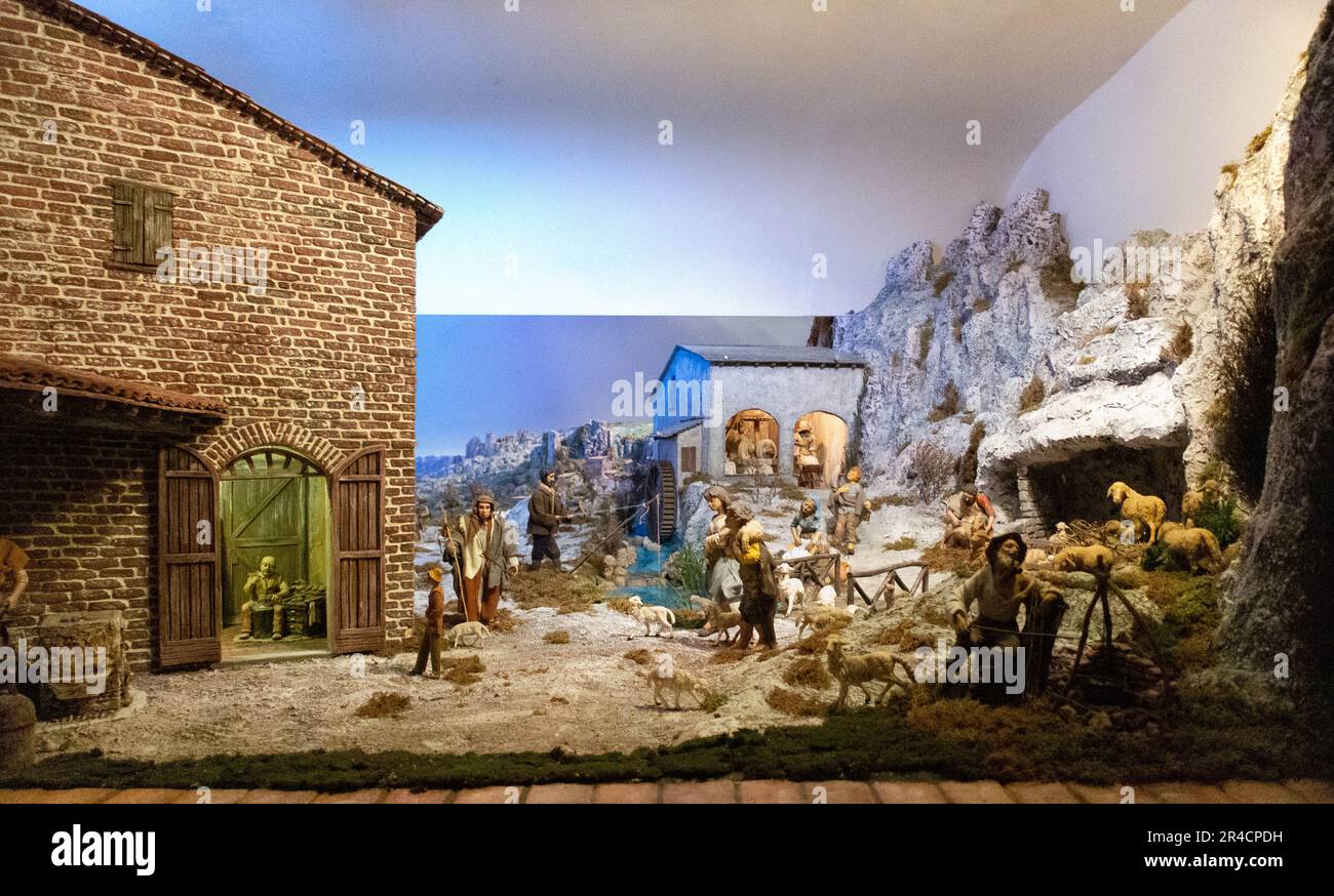 Manger model or birth of the child Jesus. Christmas Holiday. Italy ...