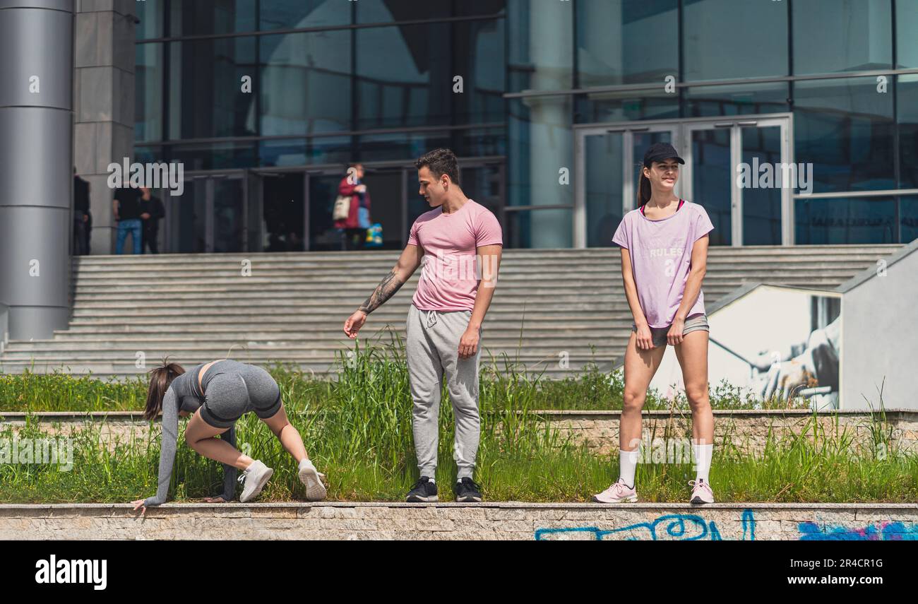 Jumping on wall ledge hi-res stock photography and images - Alamy