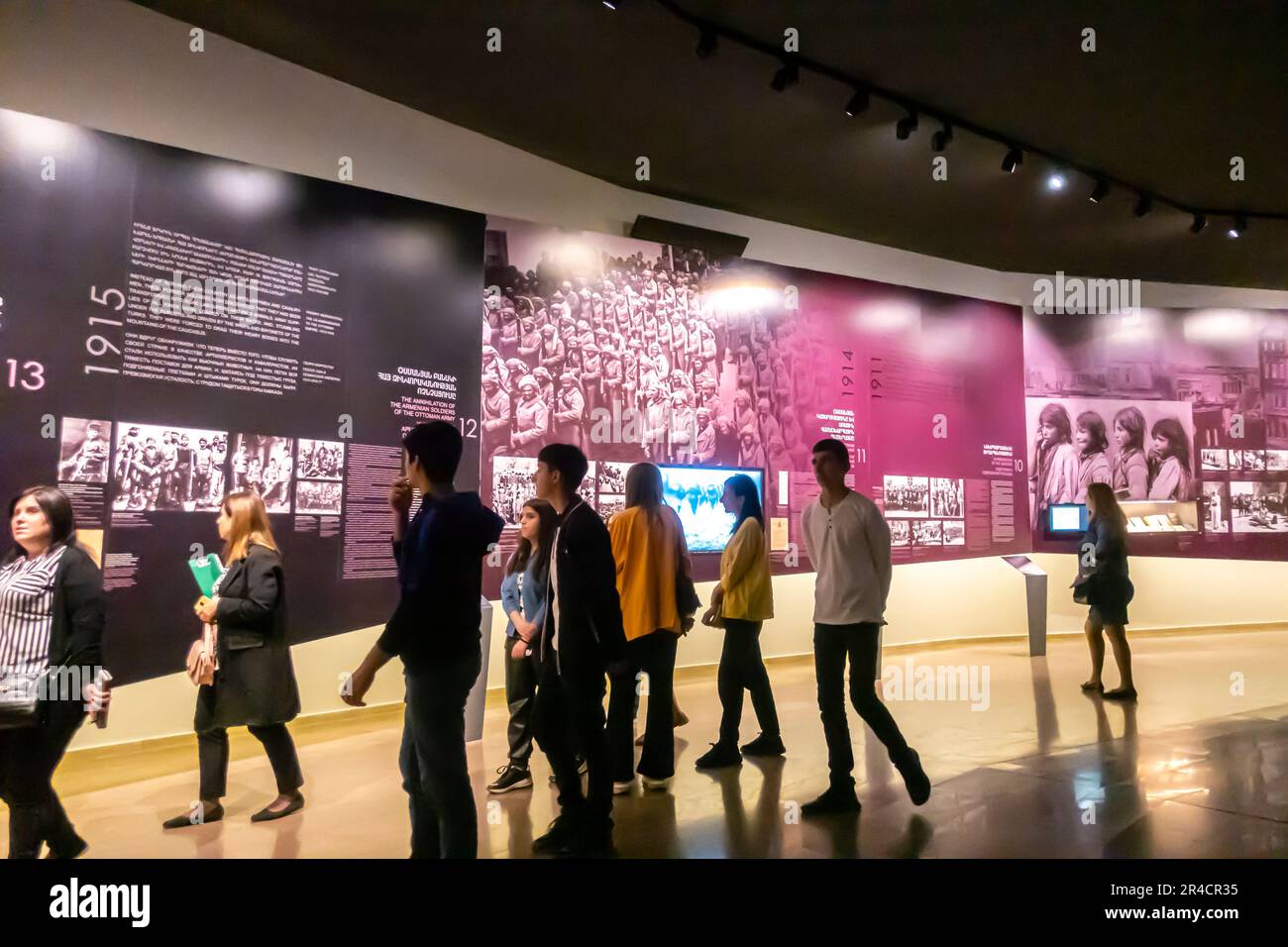 Visitors tourists in Tsitsernakaberd Armenian Genocide Memorial Complex ...