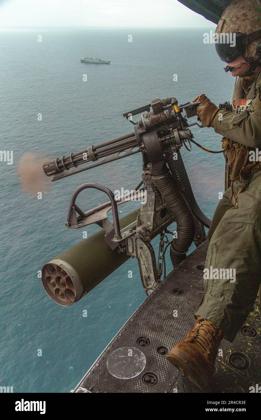 U.S. Marine Corps Lance Cpl. Brandon Shepard, an UH-1Y Venom crew cheif ...