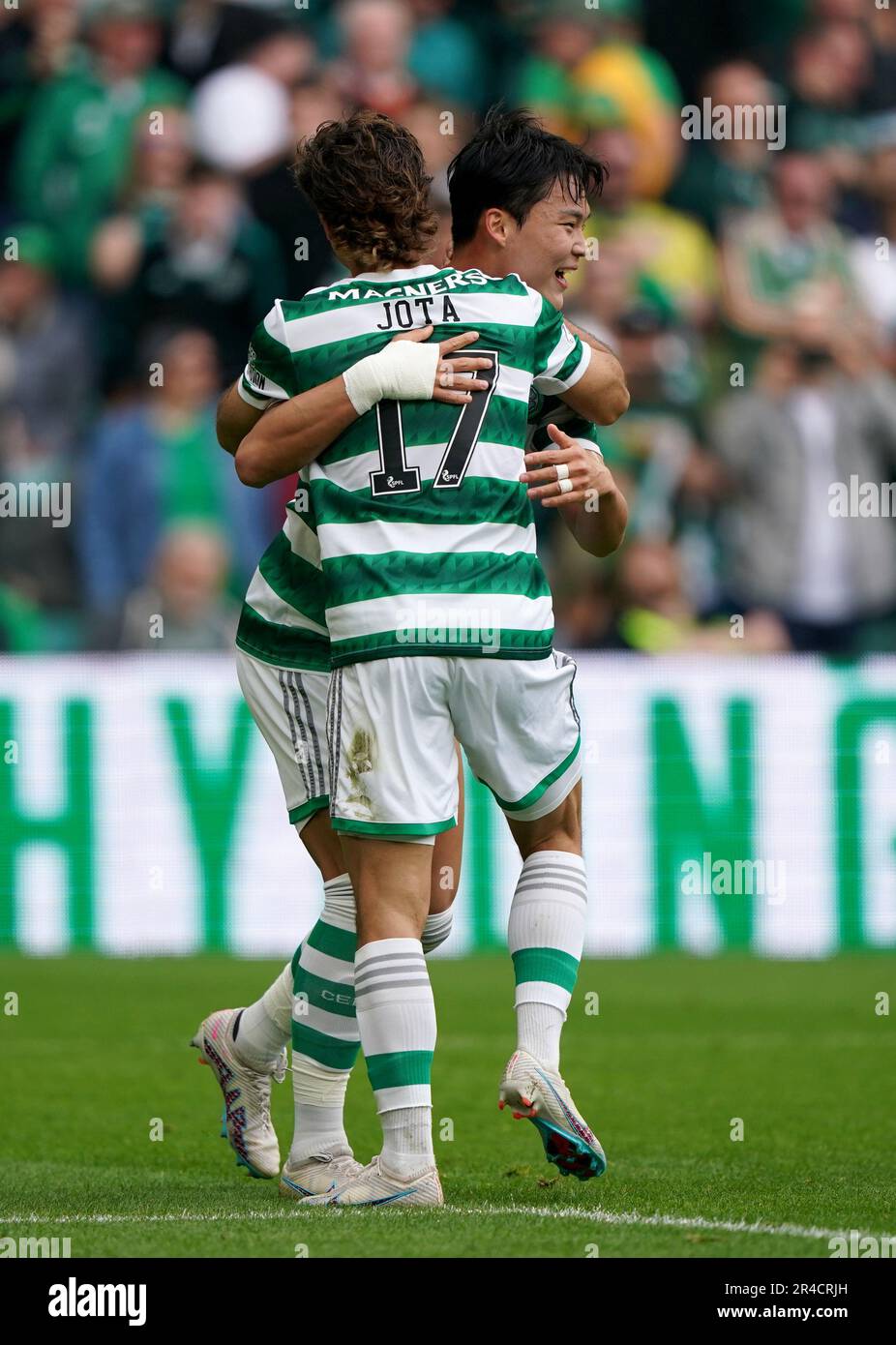 Celtic's Oh Hyeon-gyu (left) celebrates with Jota after scoring their ...