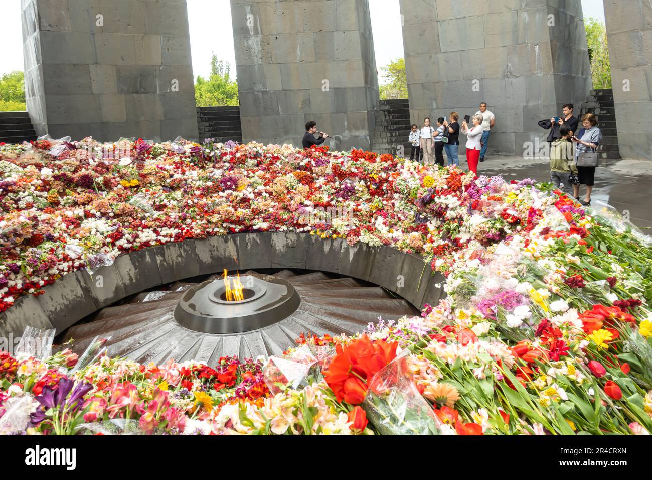 A duduk musician performs in front of the Eternal fire at ...