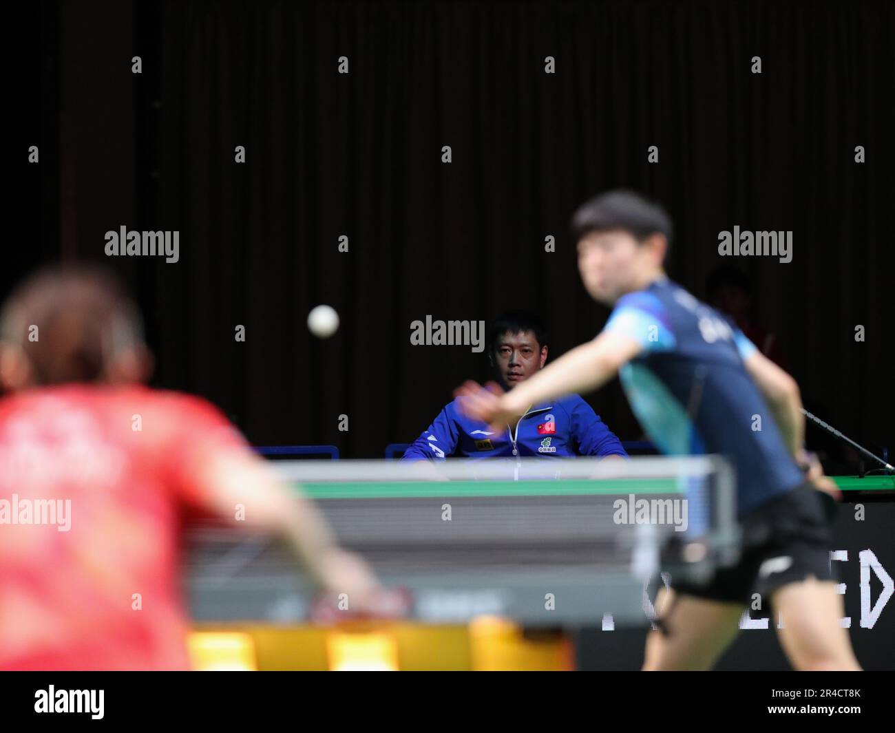 Durban, South Africa. 27th May, 2023. Coach Qiu Yike (C) is seen during ...