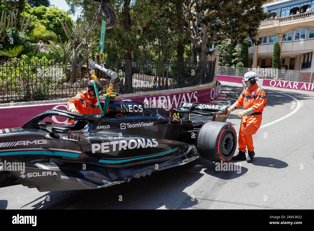 Monte-Carlo, Monaco. 27th May, 2023. Damaged car of #44 Lewis Hamilton ...