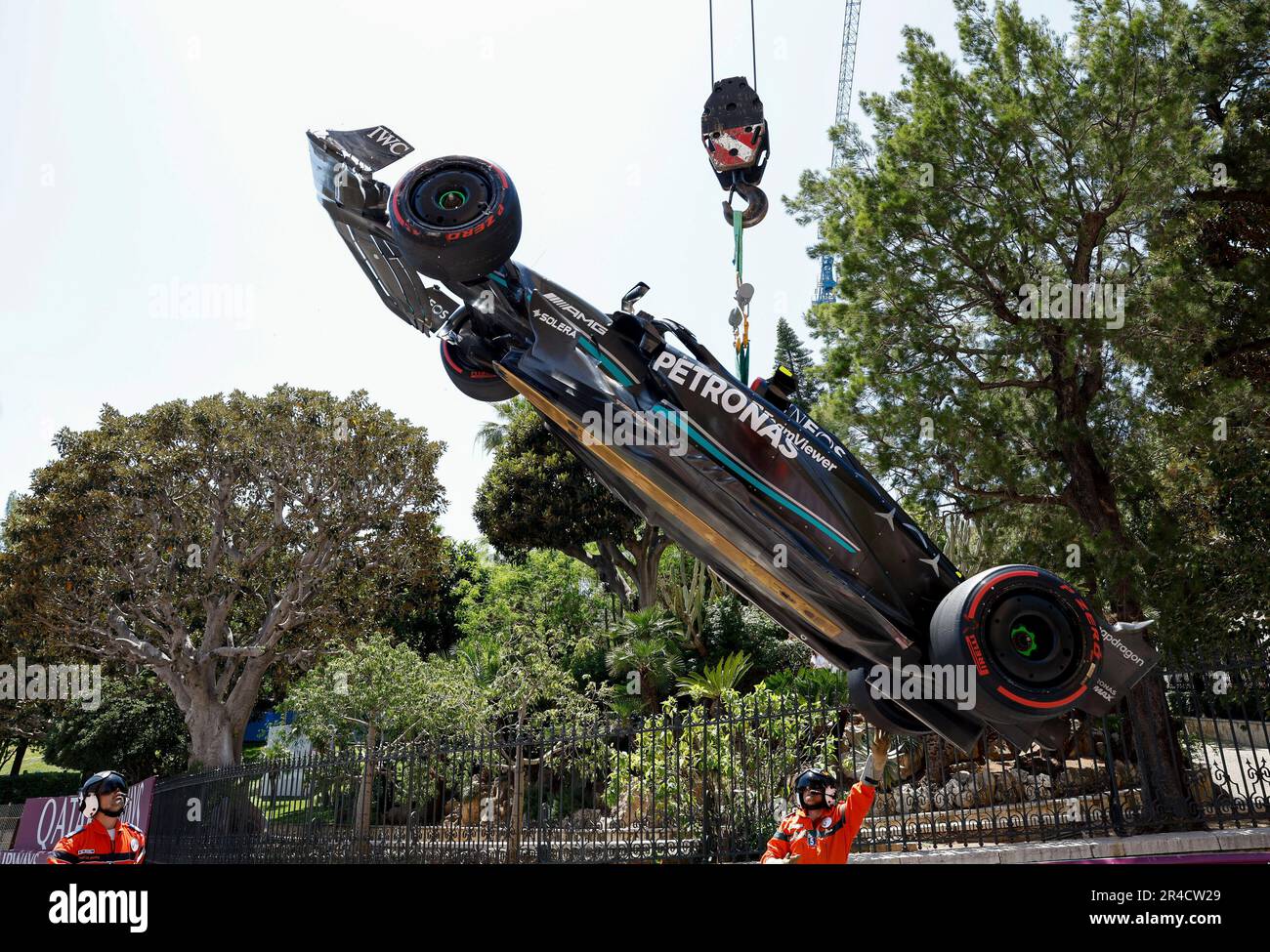 Monte-Carlo, Monaco. 27th May, 2023. Damaged car of #44 Lewis Hamilton ...
