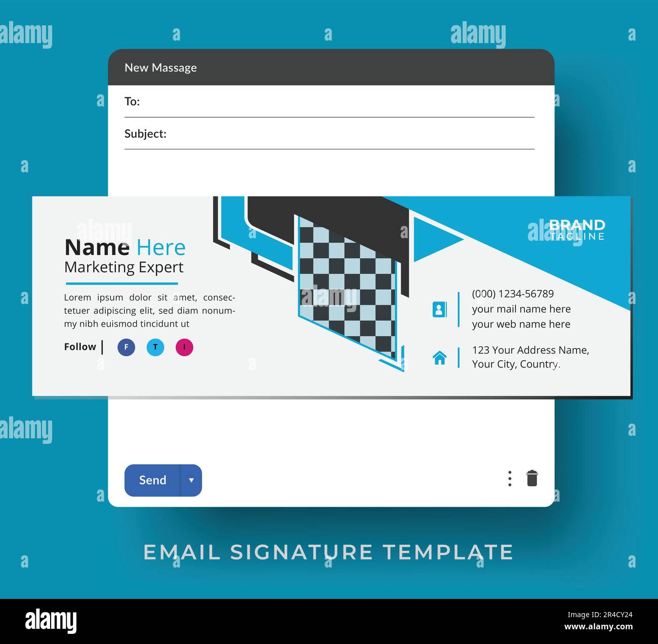 Corporate email signature template design in vector, personal details ...
