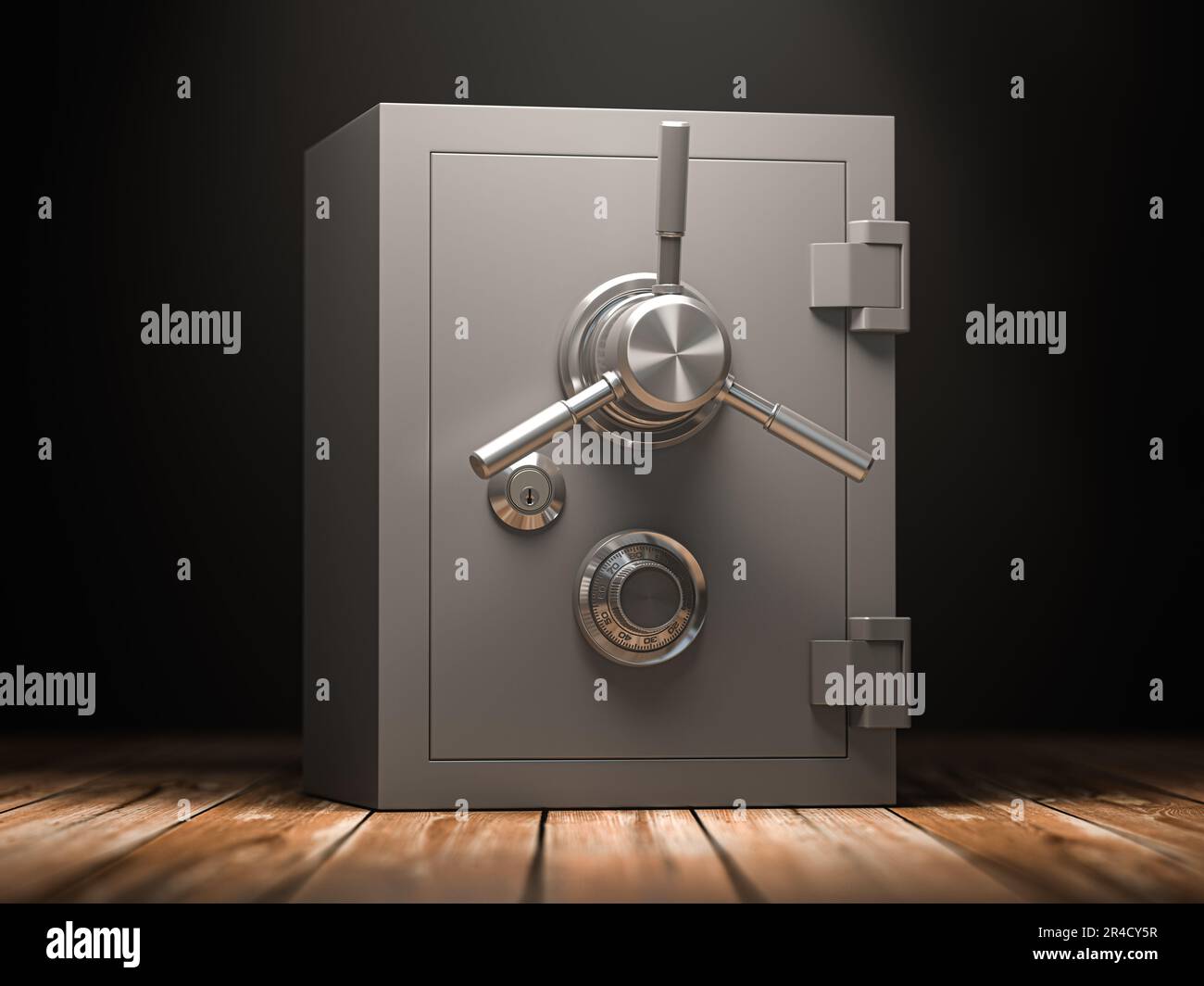 Bank vault safe in dark rooom.. Security and protection. 3d ...