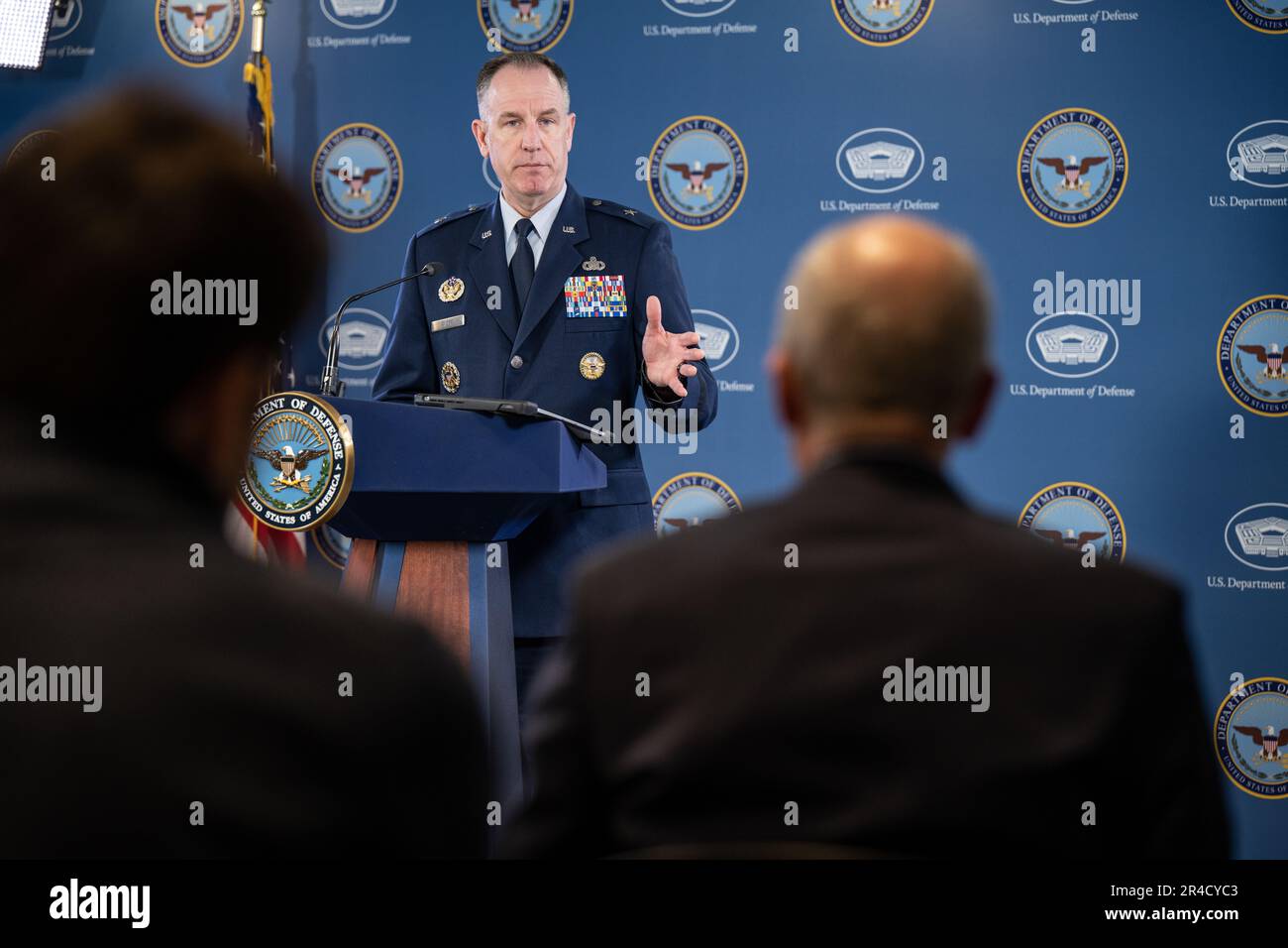 Pentagon Press Secretary Air Force Brig. Gen. Pat Ryder speaks during a ...