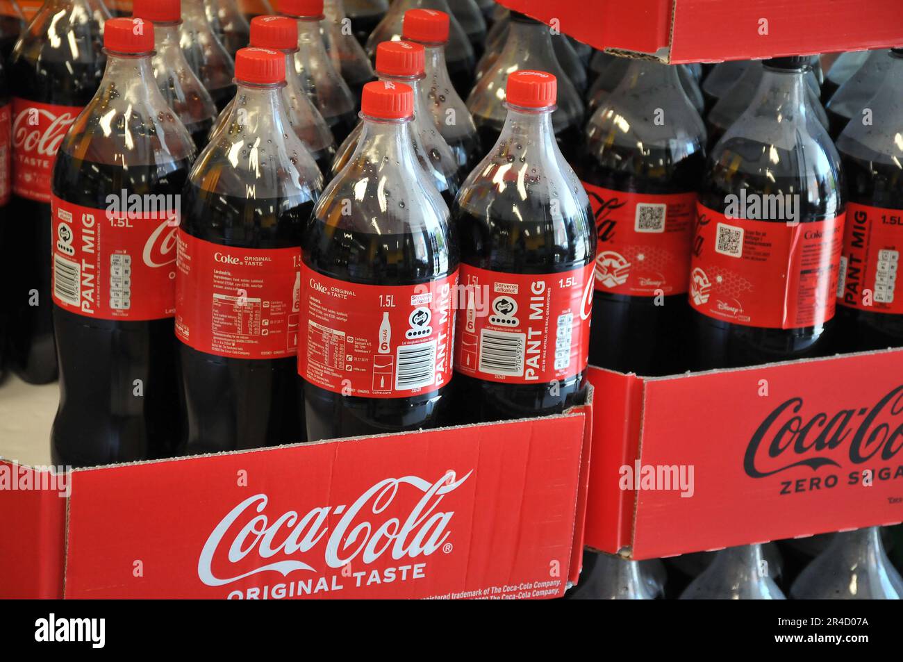 27 May,2023/Coca cola bottles ons le in grocery store in danish capital ...