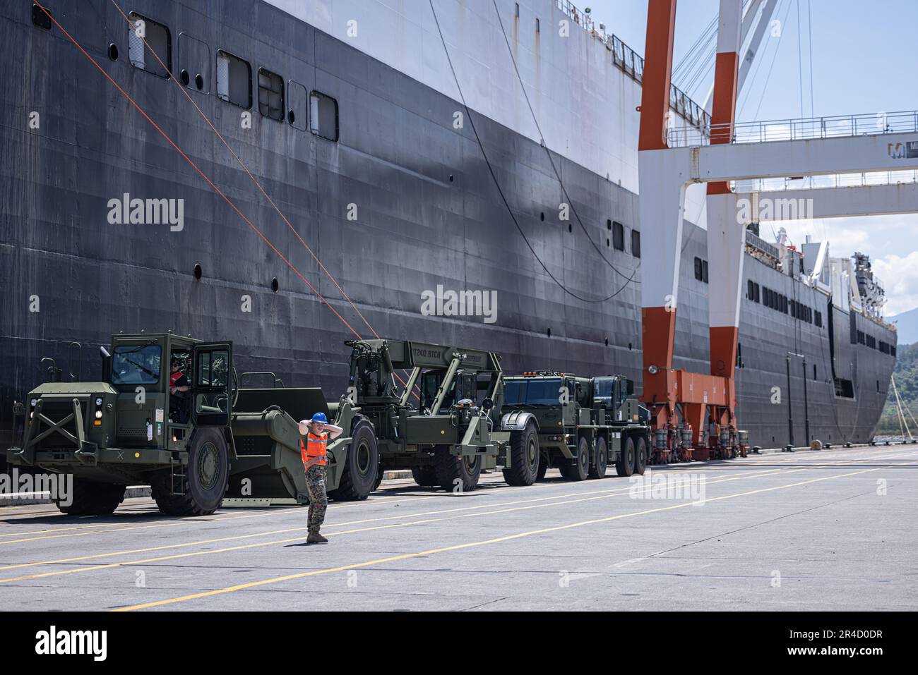 A U.S. Marine with 3rd Landing Support Battalion, 3rd Marine Logistics ...