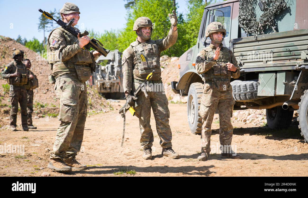 British army soldiers are seen during an exercise near Tapa, Estonia on ...