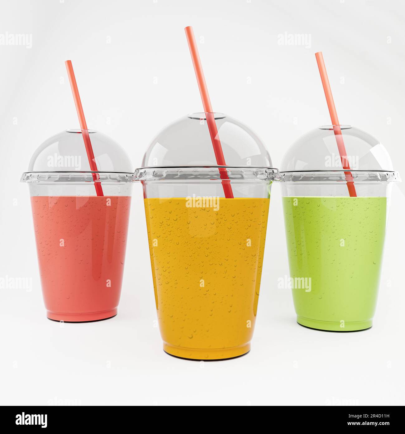 Transparent plastic cup with fresh juice isolated on white background ...