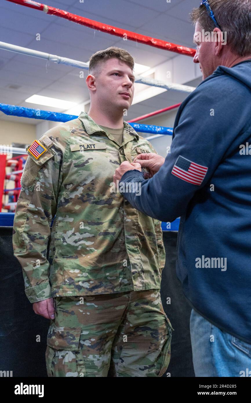 Sgt. Charles Platt is promoted to his current rank during a ceremony at ...