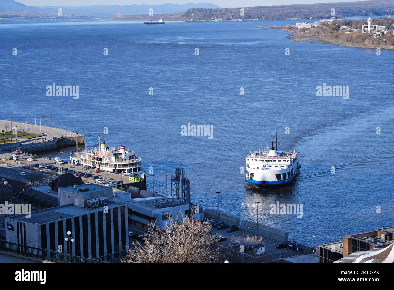 Ferry on the St Lawrence river between Quebec City and Levis, Canada ...