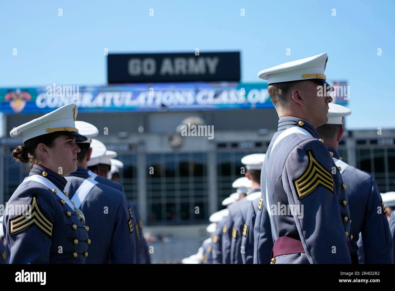 Cadets of the graduating class arrive for the graduation ceremony of ...