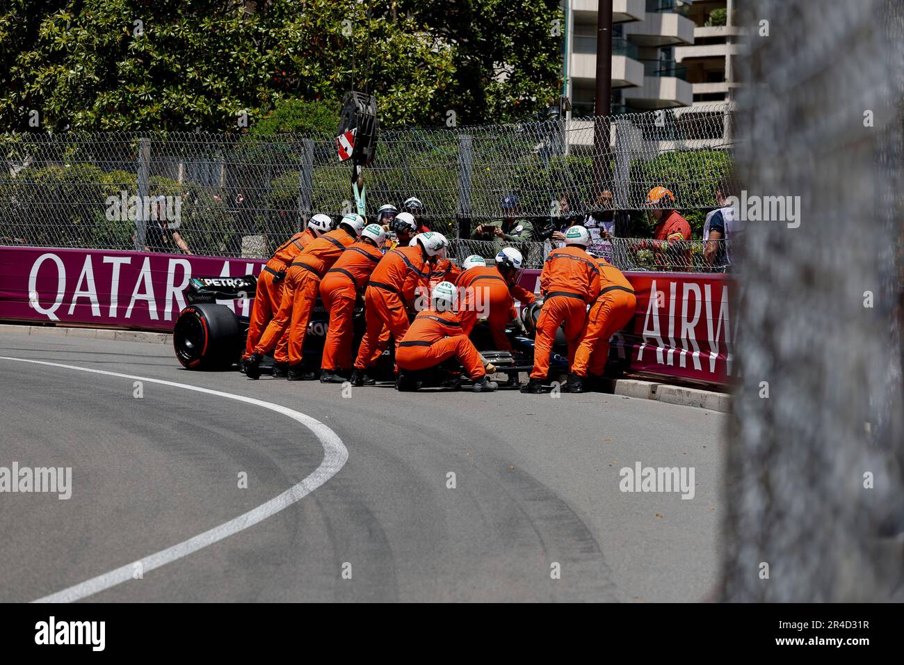 Monte-Carlo, Monaco. 27th May, 2023. Damaged car of #44 Lewis Hamilton ...