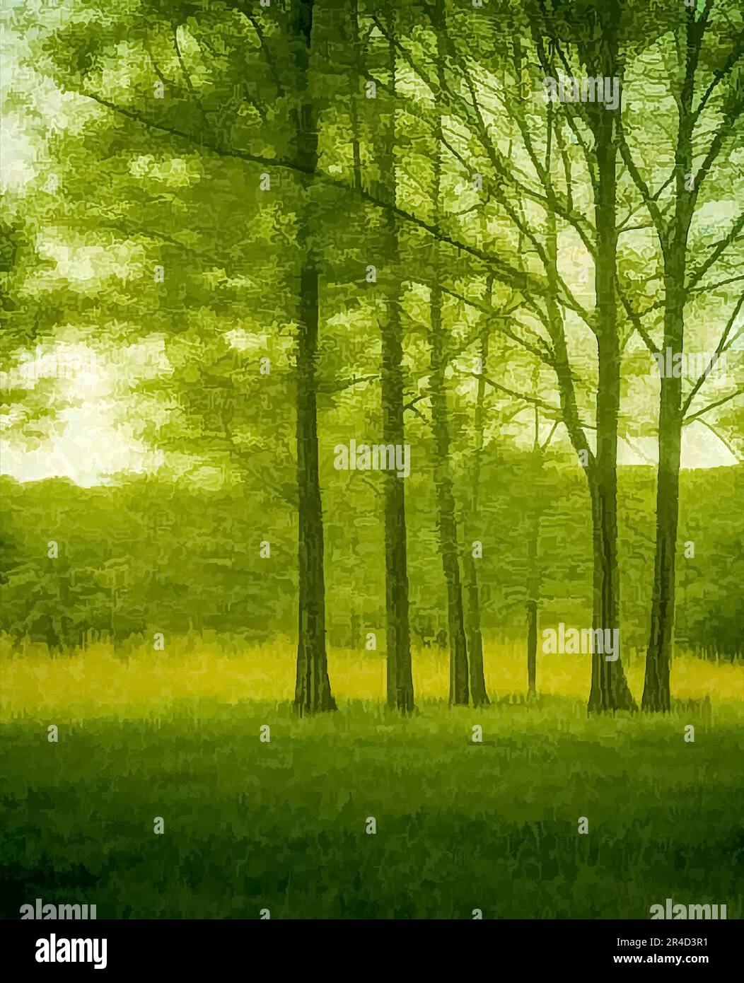 Field and trees. Vector illustration Wildlife background template Stock ...