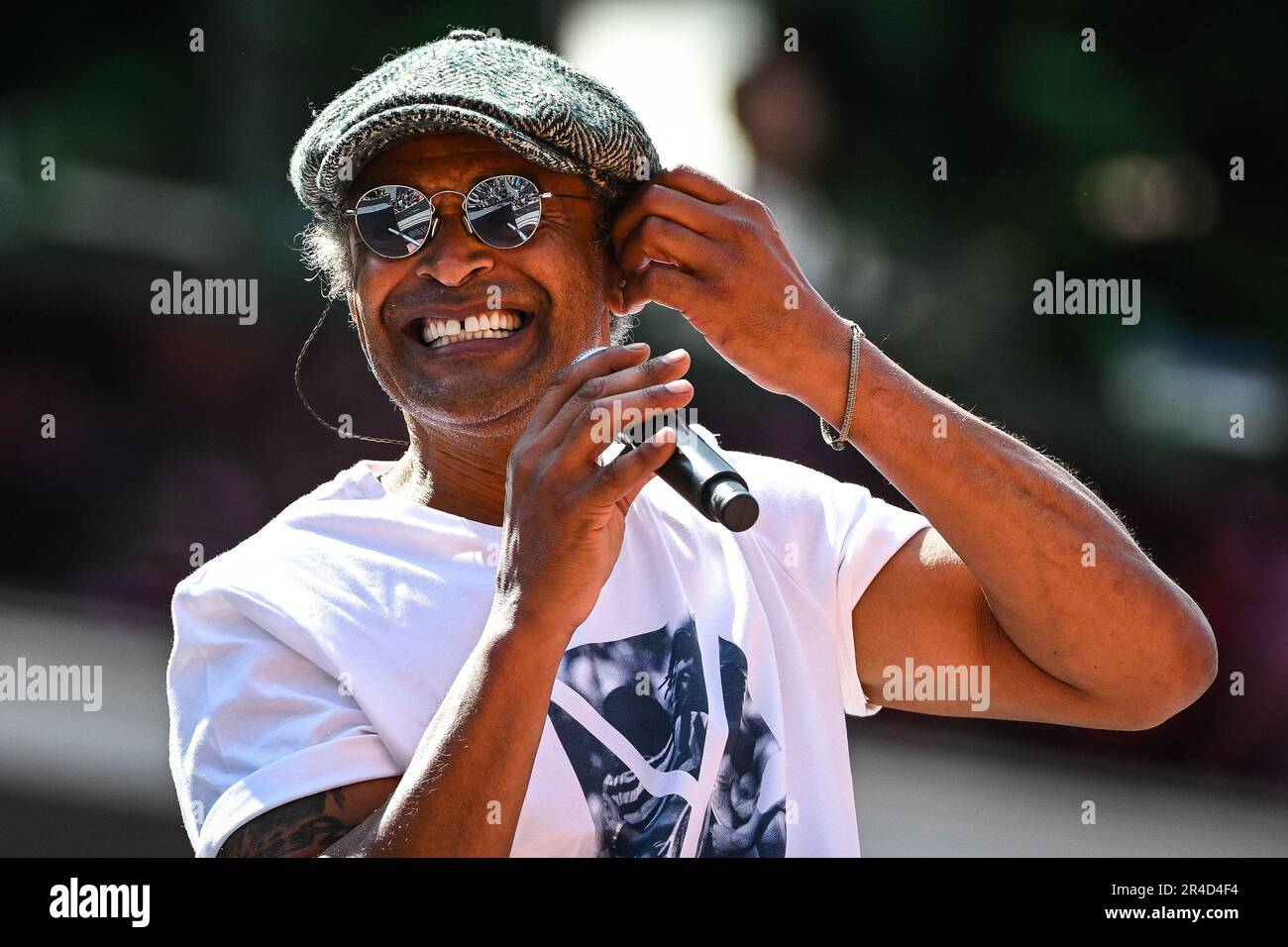 French singer and former tennis player Yannick NOAH performs on stage ...