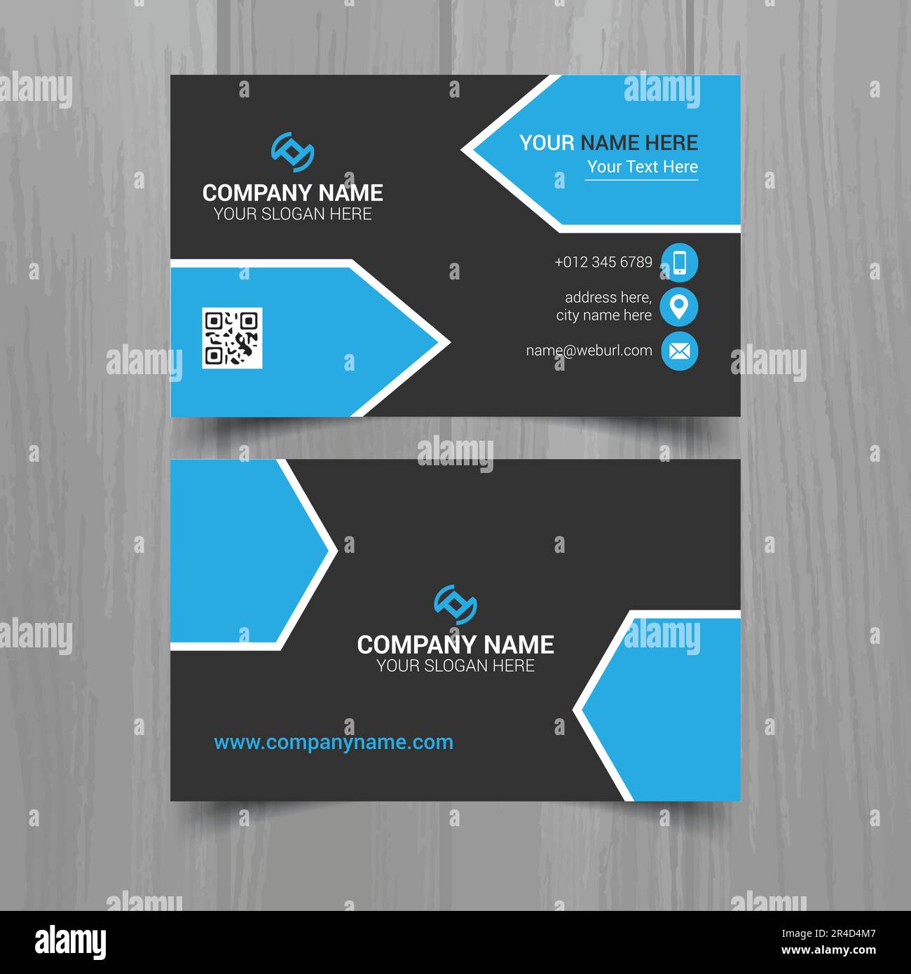 Horizontal Green and deep grey color business card vector template, simple clean layout design ...