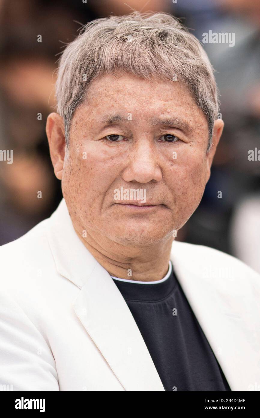 Director Takeshi Kitano poses for photographers at the photo call for the film 'Kubi' at the ...