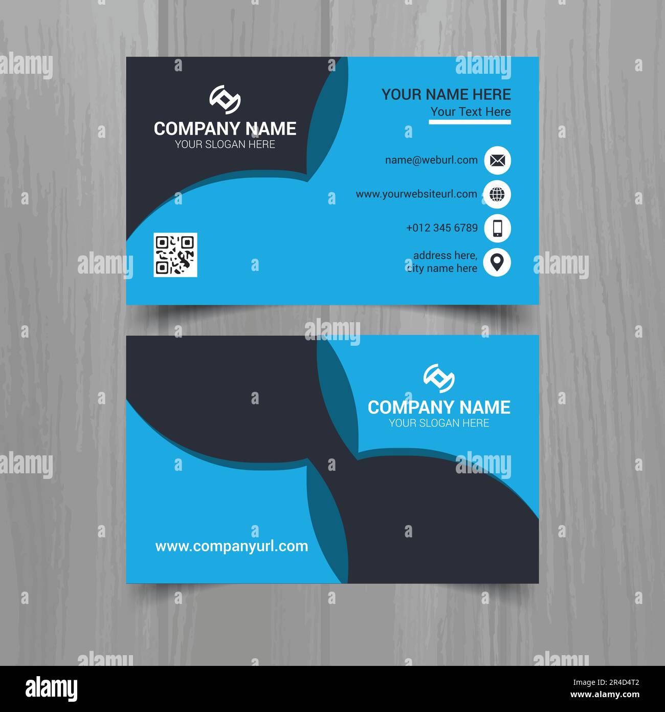 Horizontal Green and deep grey color business card vector template ...