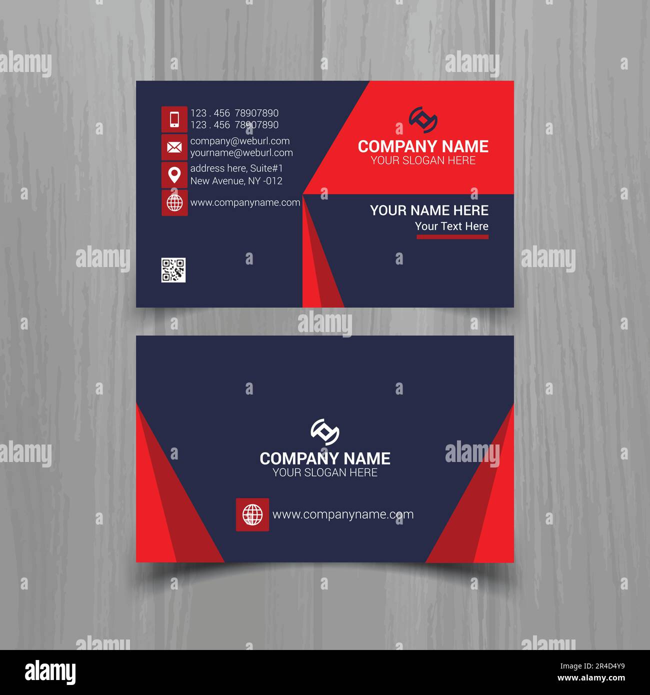 Simple business card vector template, simple clean layout design ...