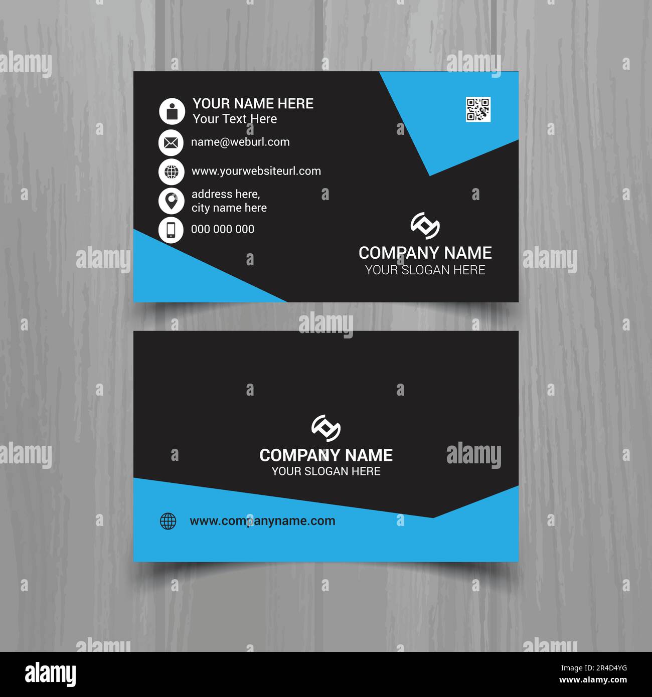 Horizontal Green and deep grey color business card vector template ...