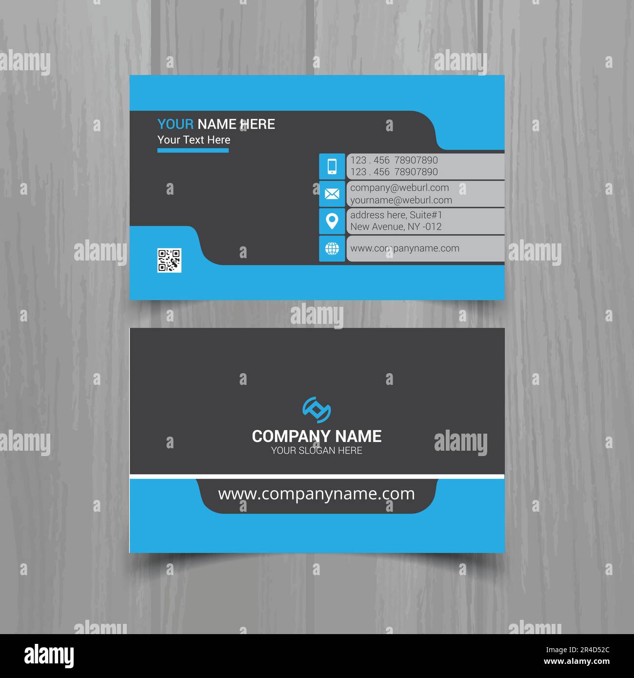 Horizontal Green and deep grey color business card vector template ...