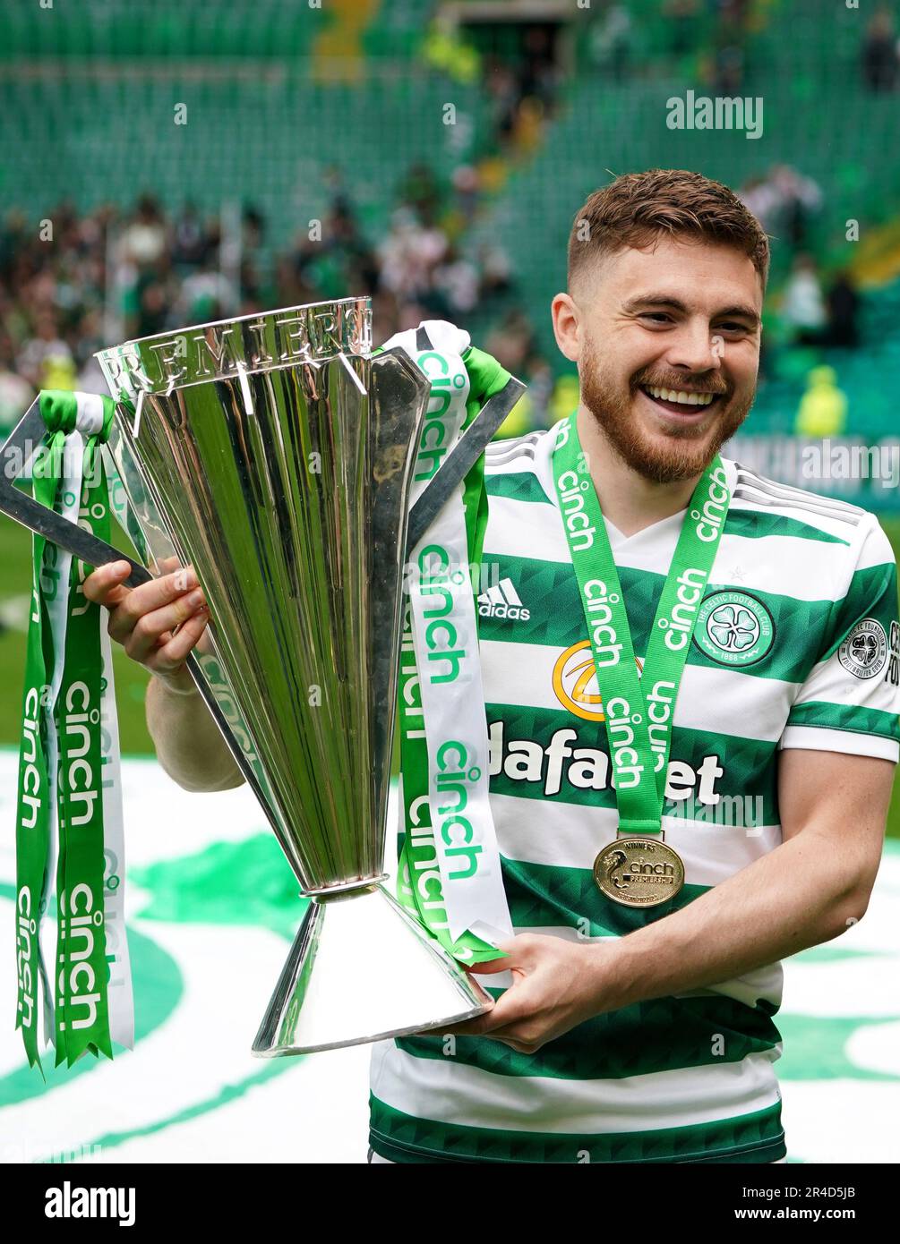 Celtic's James Forrest poses with the trophy after the cinch ...