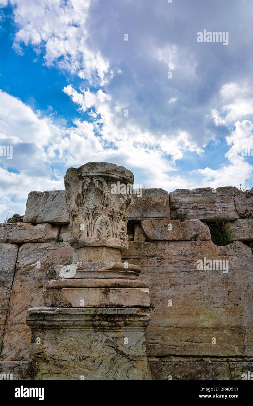 Ruins of Hadrian's Library in Athens, Greece. Hadrian's Library was ...