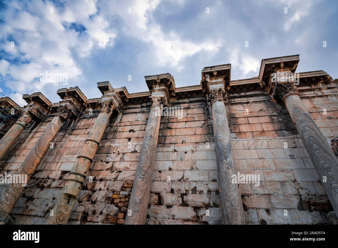 Hadrian's Library wall and columns. Ancient Greek colonnade ...
