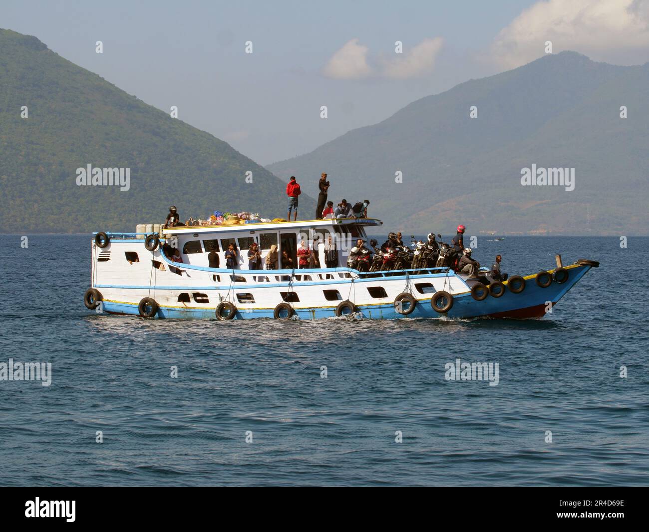 Maumere, Indonesia-May 23, 2023: An inter-island ferry in Indonesia is ...