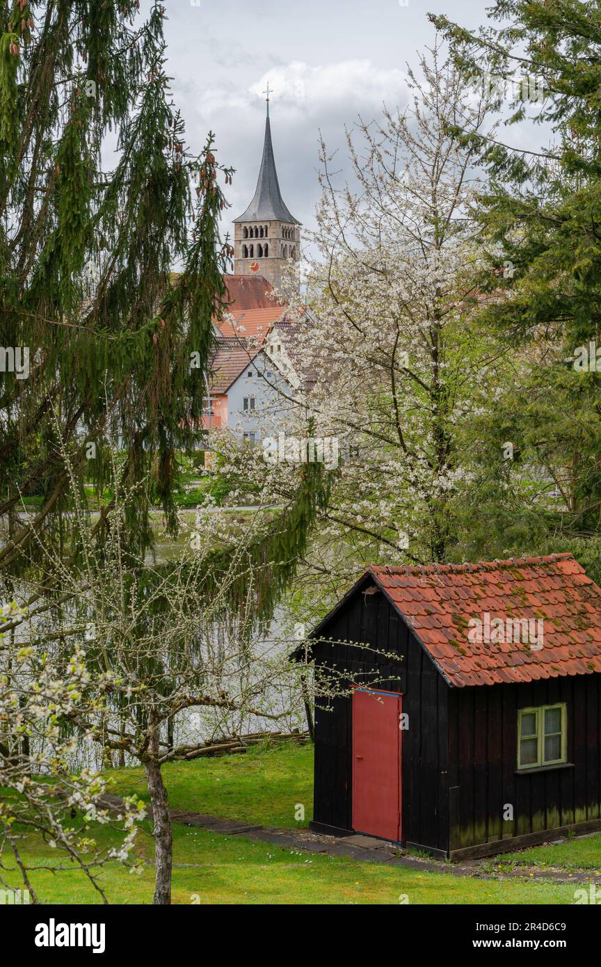 View of the Sindelfingen Klostersee and Cityscape, Germany Stock Photo ...