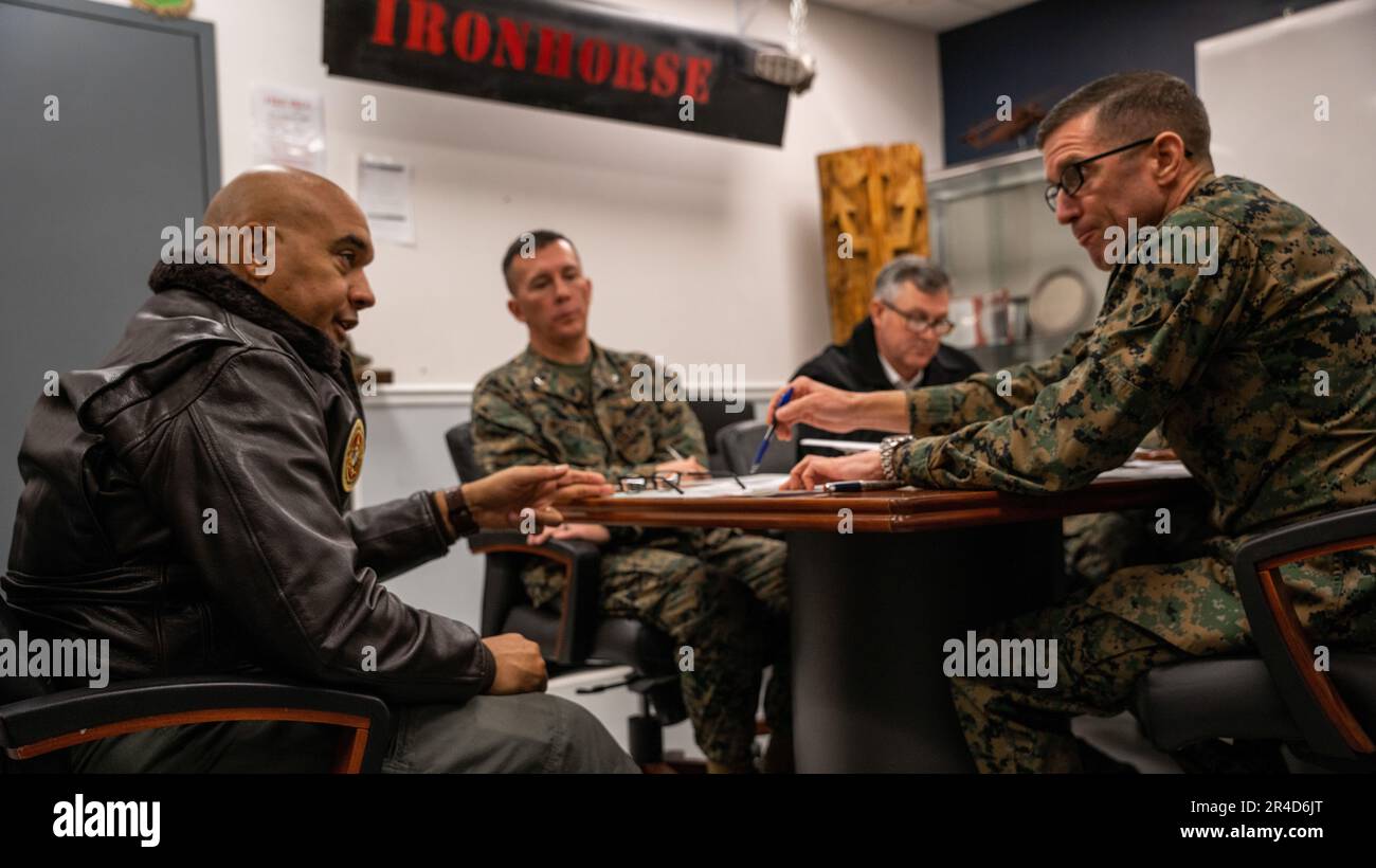 U.S. Marine Corps Lt. Gen. Brian W. Cavanaugh, left, the commanding ...