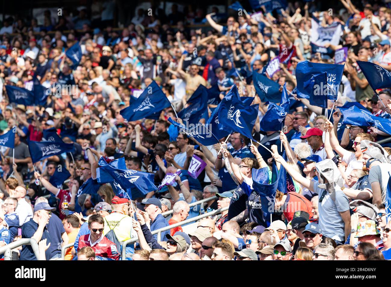 Sale Sharks fans during the Gallagher Premiership Final match Saracens ...