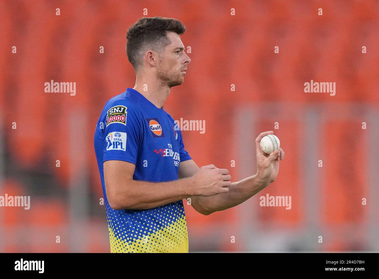 Mitchell Santner of Chennai Super Kings attends a practice session ...